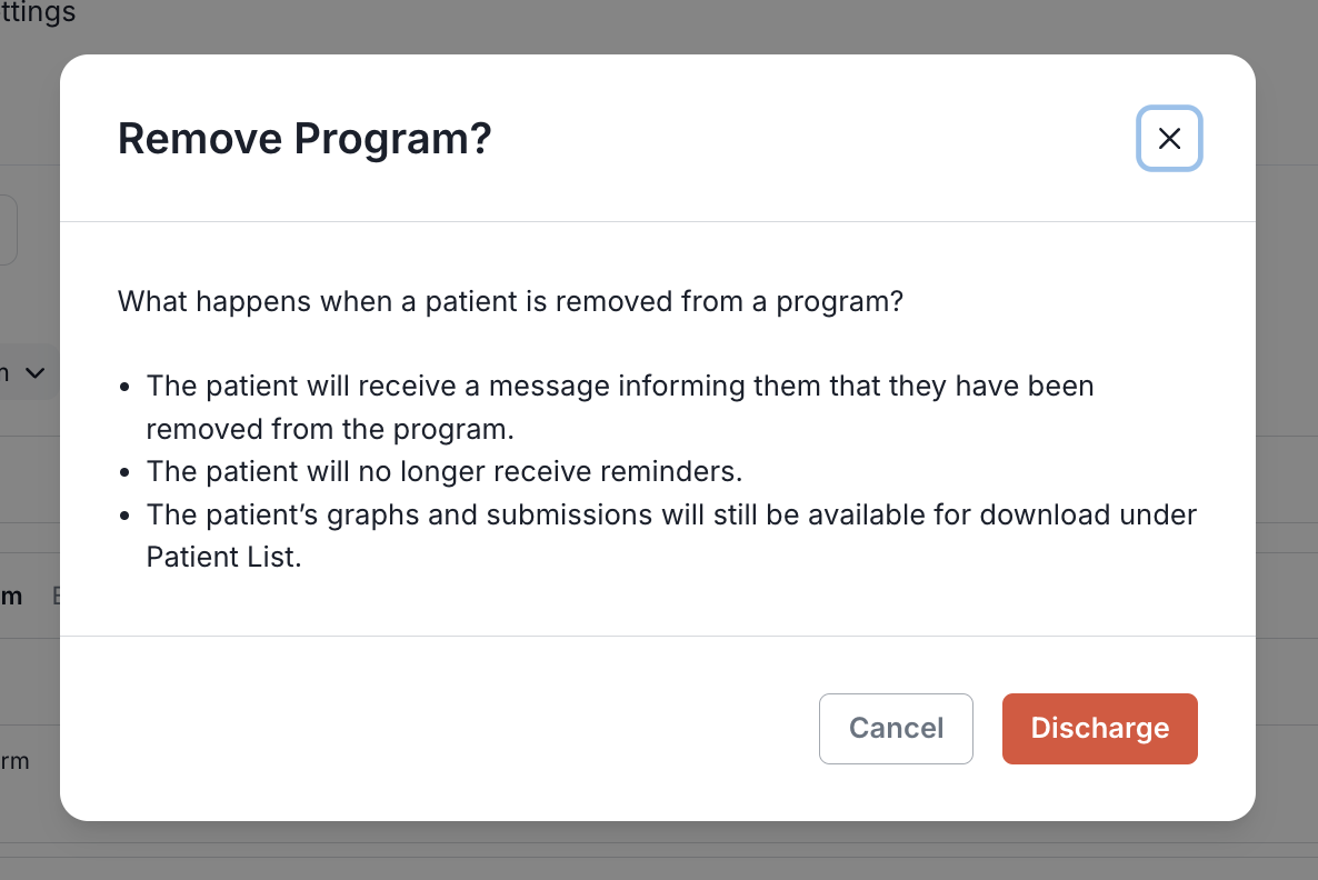 Discharging and Re-Enrolling Patients – Bot MD Help