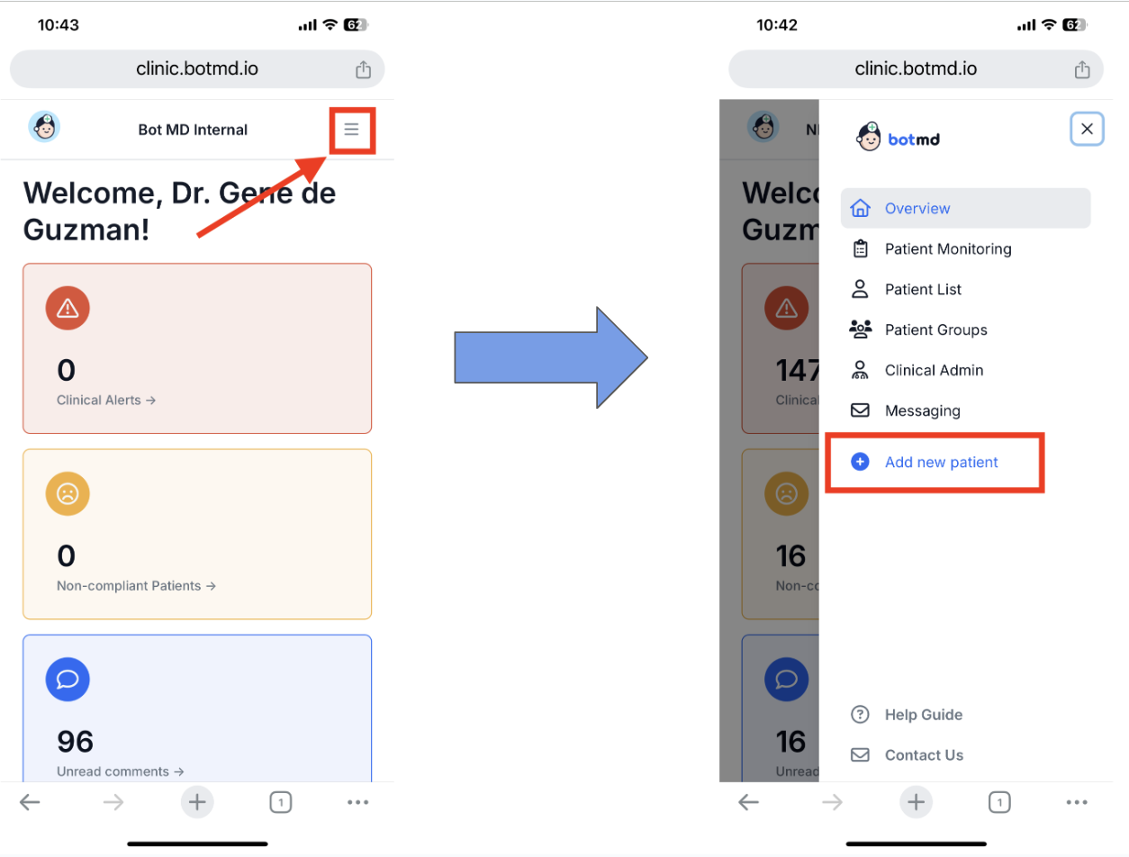 Enrolling a Patient – Bot MD Help